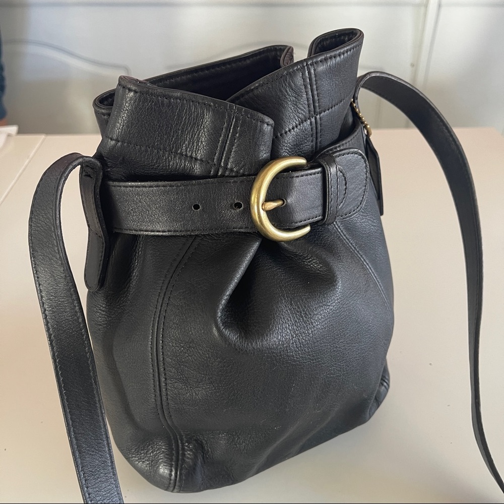 Vintage Coach Duffle Bag Black Belted Made In Usa - Gem